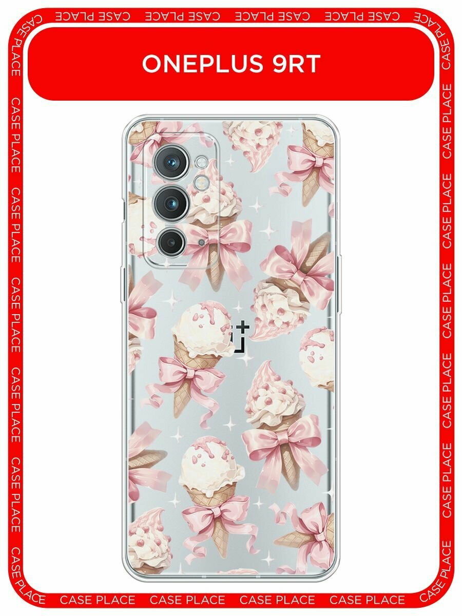 Чехол на OnePlus 9RT / ВанПлас 9RT с принтом "Мороженое с бантиками", прозрачный