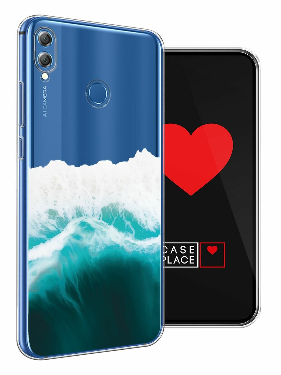 Чехол на Honor 8X / Хонор 8Х с принтом "Большая волна", прозрачный — фото 1