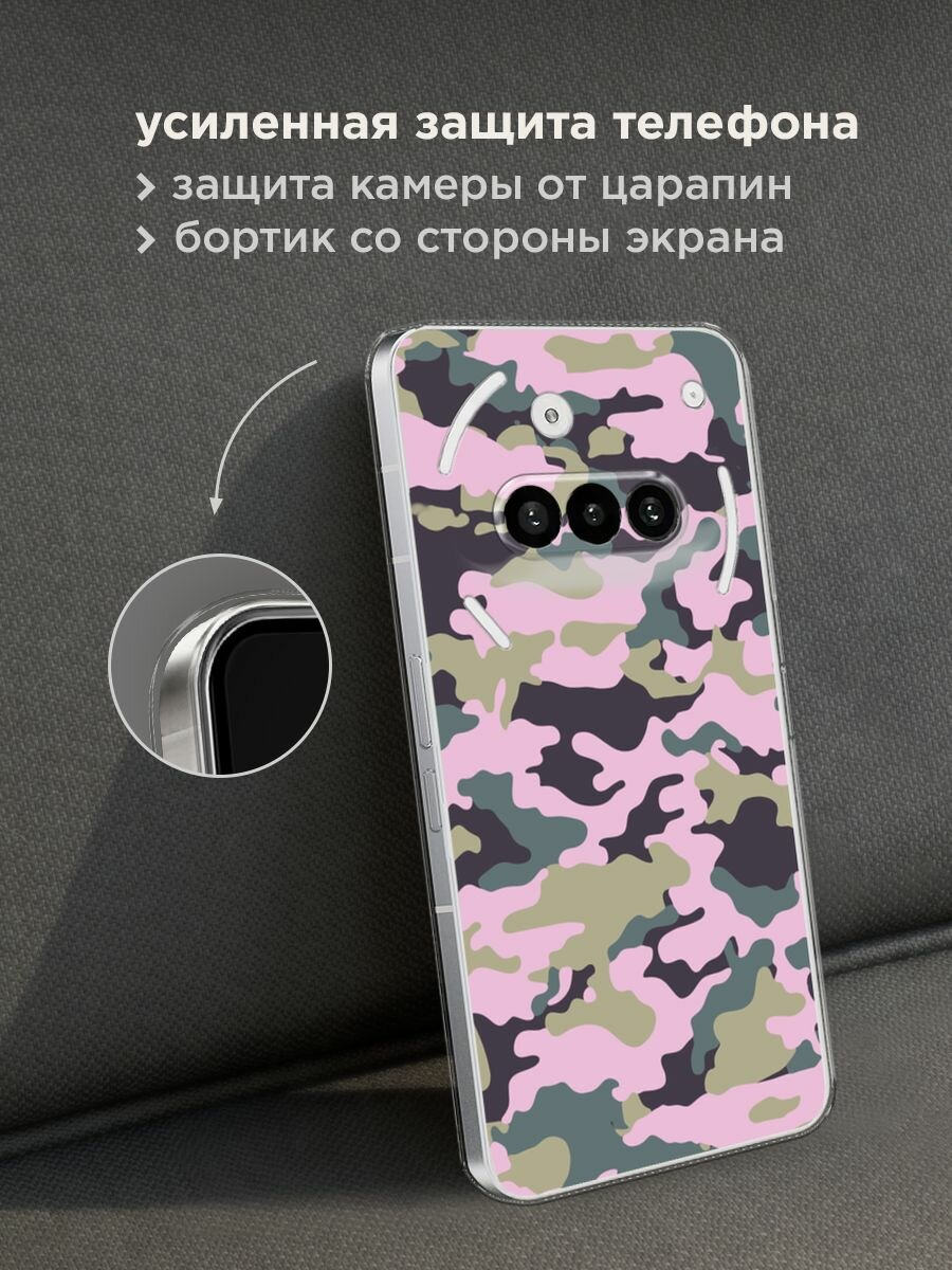 Чехол на Nothing Phone 3a / Нотинг Фон 3а с принтом "Камуфляж розовый - 23 февраля" — фото 1