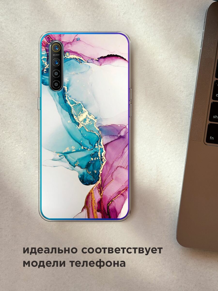 Чехол на Realme XT / Реалми XT с принтом "Розовые разводы рисунок" — фото 1