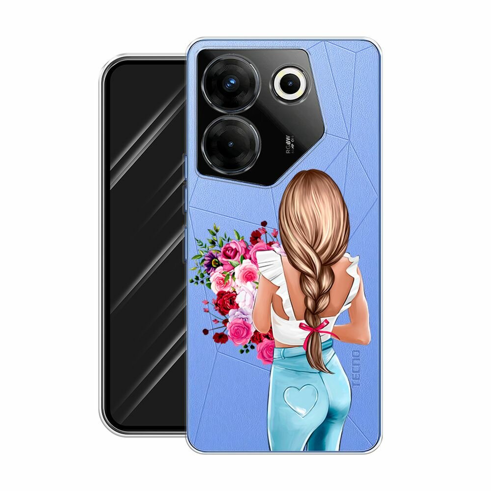 Чехол на Tecno Camon 20 Pro 5G / Текно Камон 20 Про 5G с принтом "Букет для девушки", прозрачный — фото 1