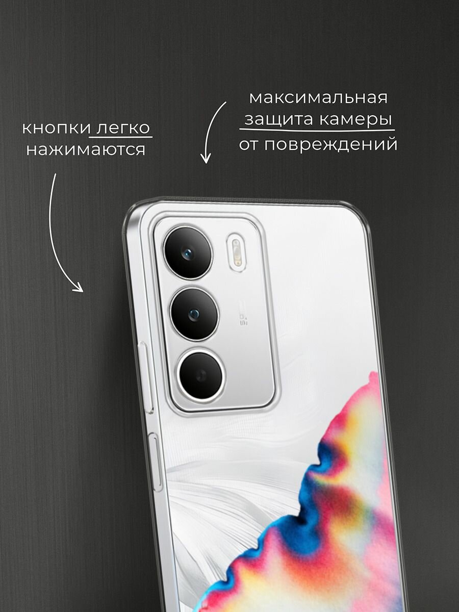 Чехол на Realme C71/P3 Lite 4G / Реалми С71/P3 Лайт 4G с принтом Розовая акварель, прозрачный — фото 1