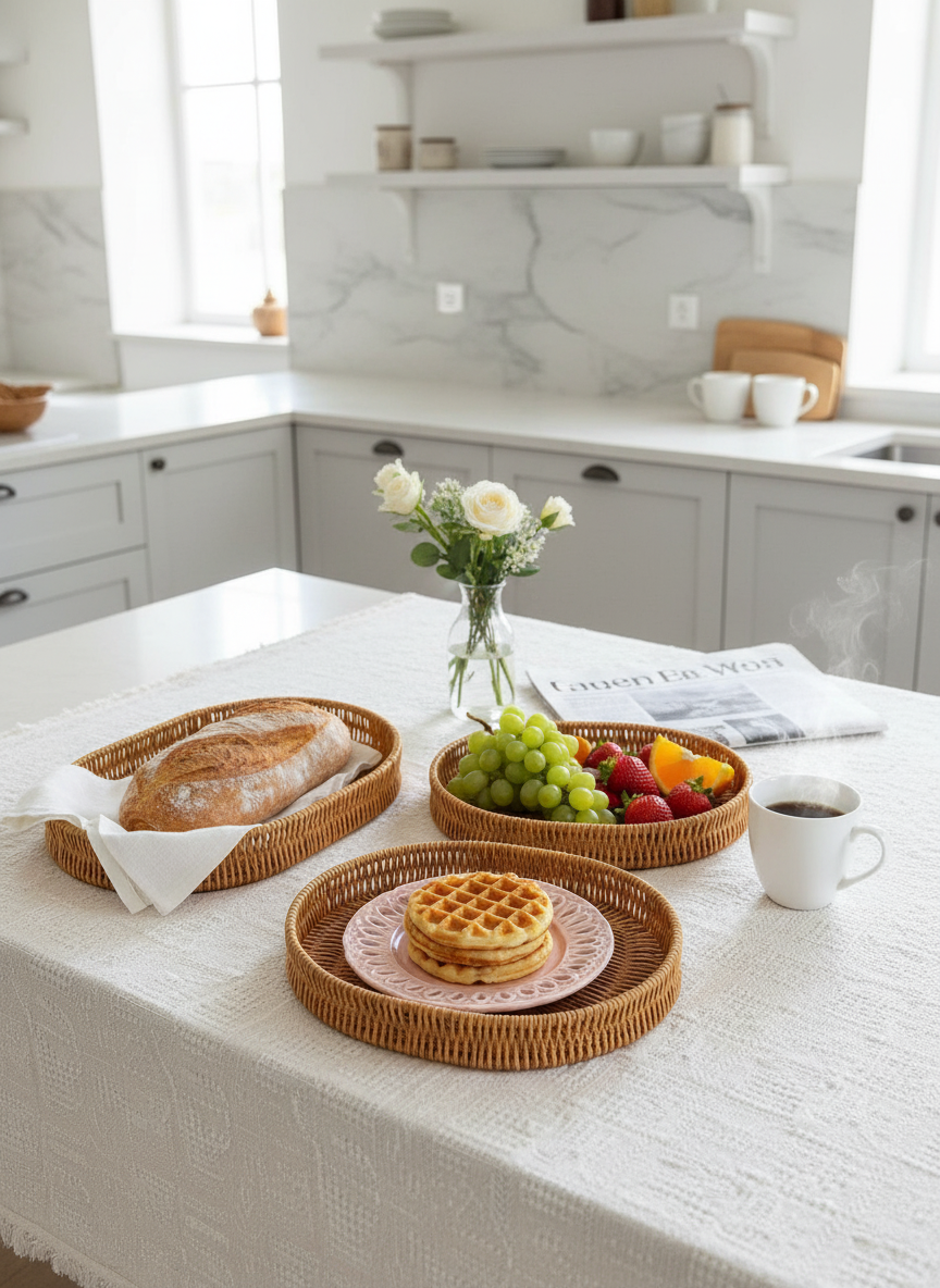 Набор подносов LEE HOUSE, искусственный ротанг, овальный, 3шт