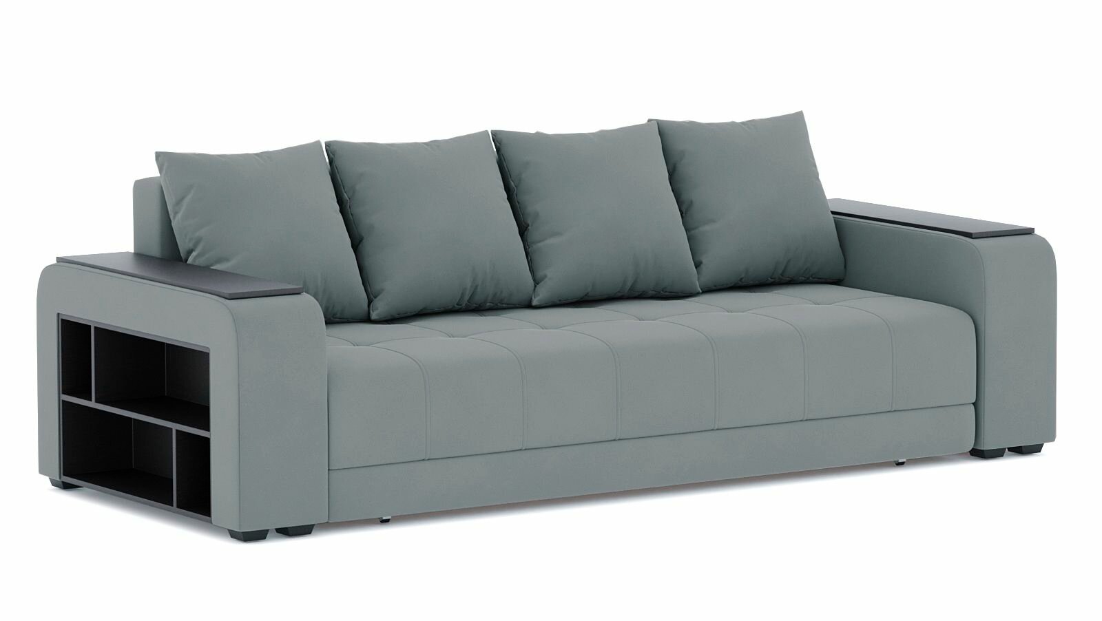 Диван - кровать Дубай Лайт, еврокнижка, пружинный блок, 255*80*110, велюр Зара Графит 32