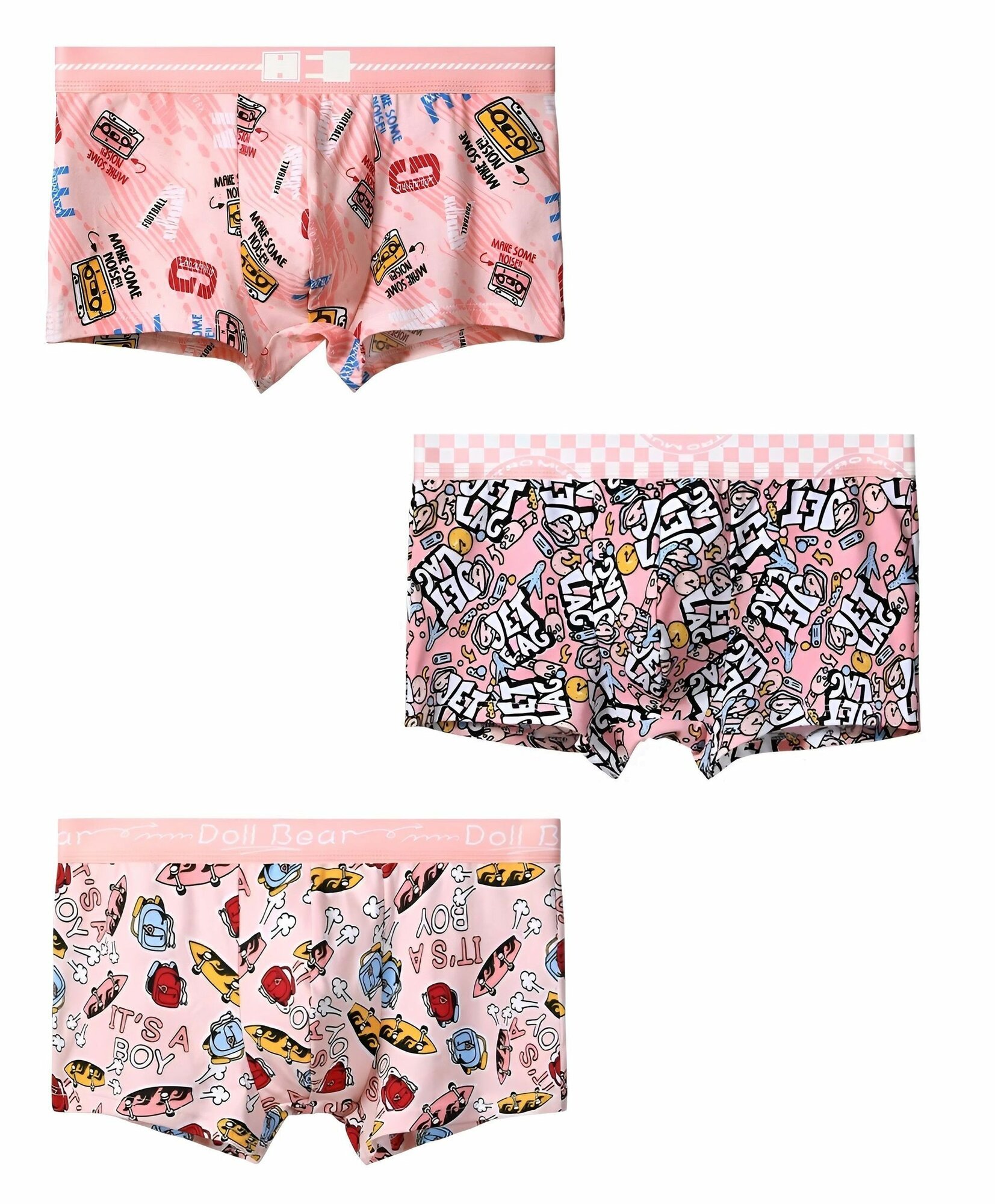 Мужские трусы-боксеры с ярким принтом, размер 4X, цвет розовый