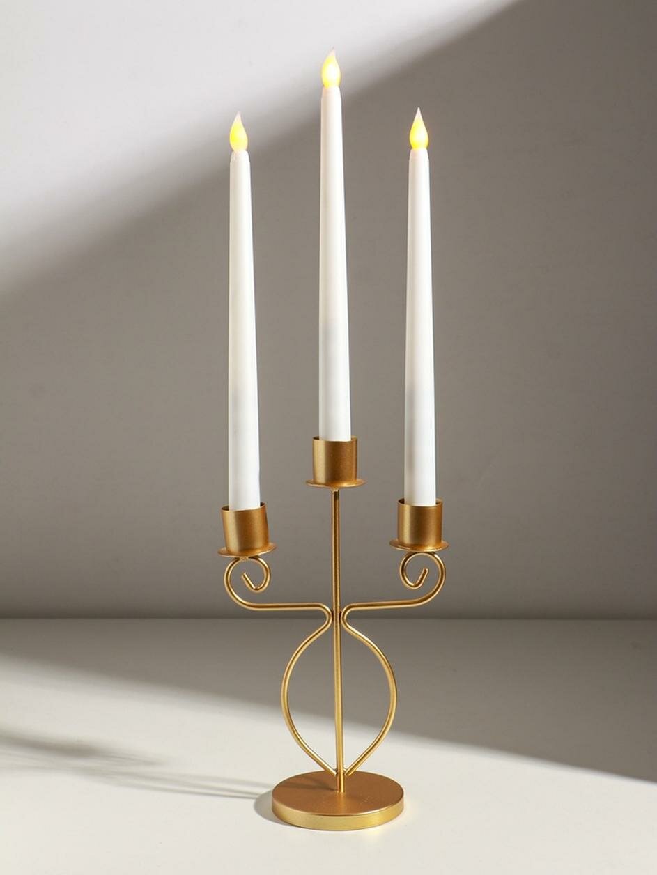 Подсвечник на 3 свечи «Канделябр», d=2.5 см, металл под золото, 14.5×8×24 см
