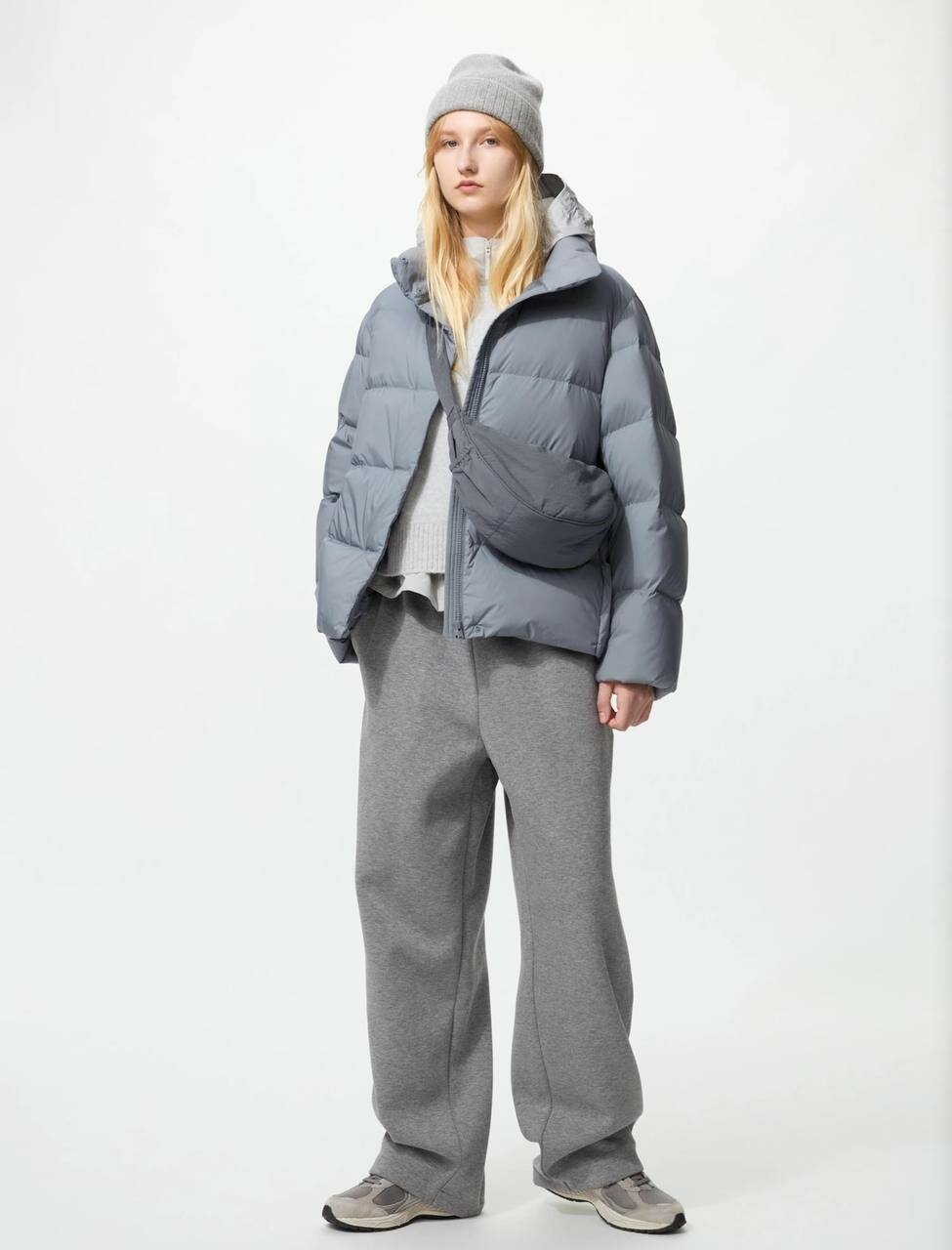 Сумка кросс-боди Uniqlo, фактура перфорированная, серый — фото 1
