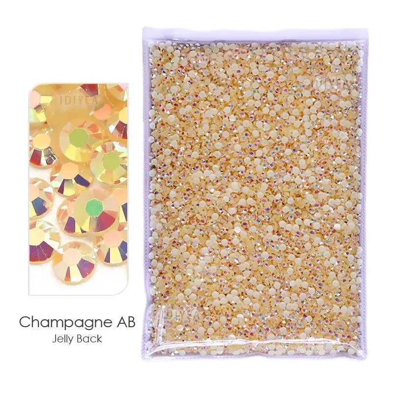 Стразы Champagne AB Jelly Back 2-6 мм