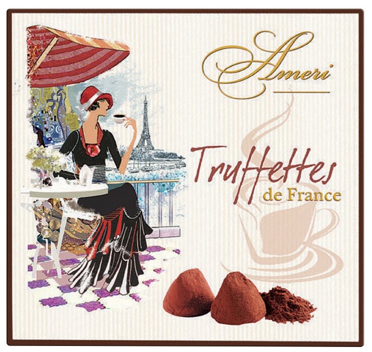 Конфеты Амери "В Париже", трюфели, 250г, с молочной начинкой, картонная упаковка
