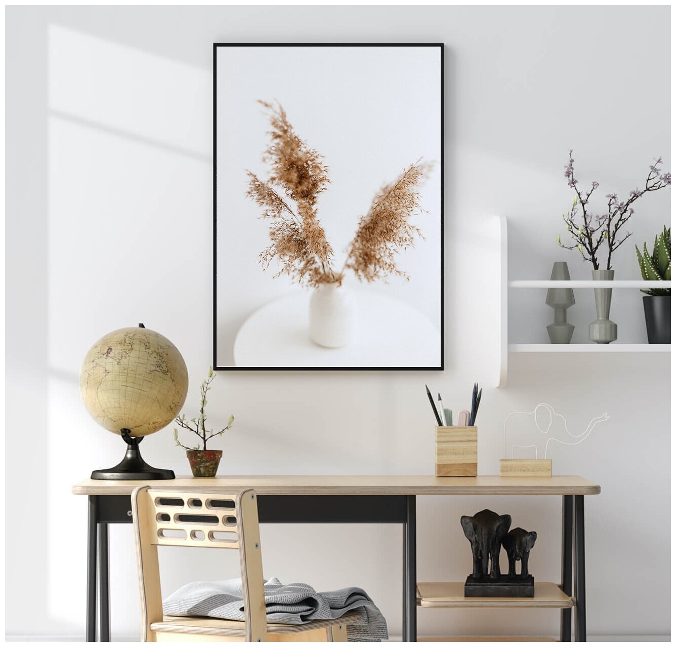Постер "Сухой букет, сухоцвет" без рамы 50x70 см на стену для интерьера