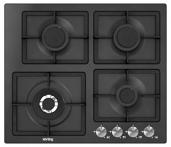 Варочная панель газовая встраиваемая Korting / Кортинг HG 697 CTN металл черная 54x590x510мм 4 конфорки электроподжиг / плита для кухни