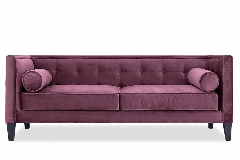 Прямой диван софа Довиль нераскладной Розовый Велюр, 202х82х76 см