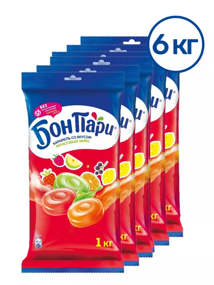 Фруктовые леденцы, ассорти, 1кг 6 шт