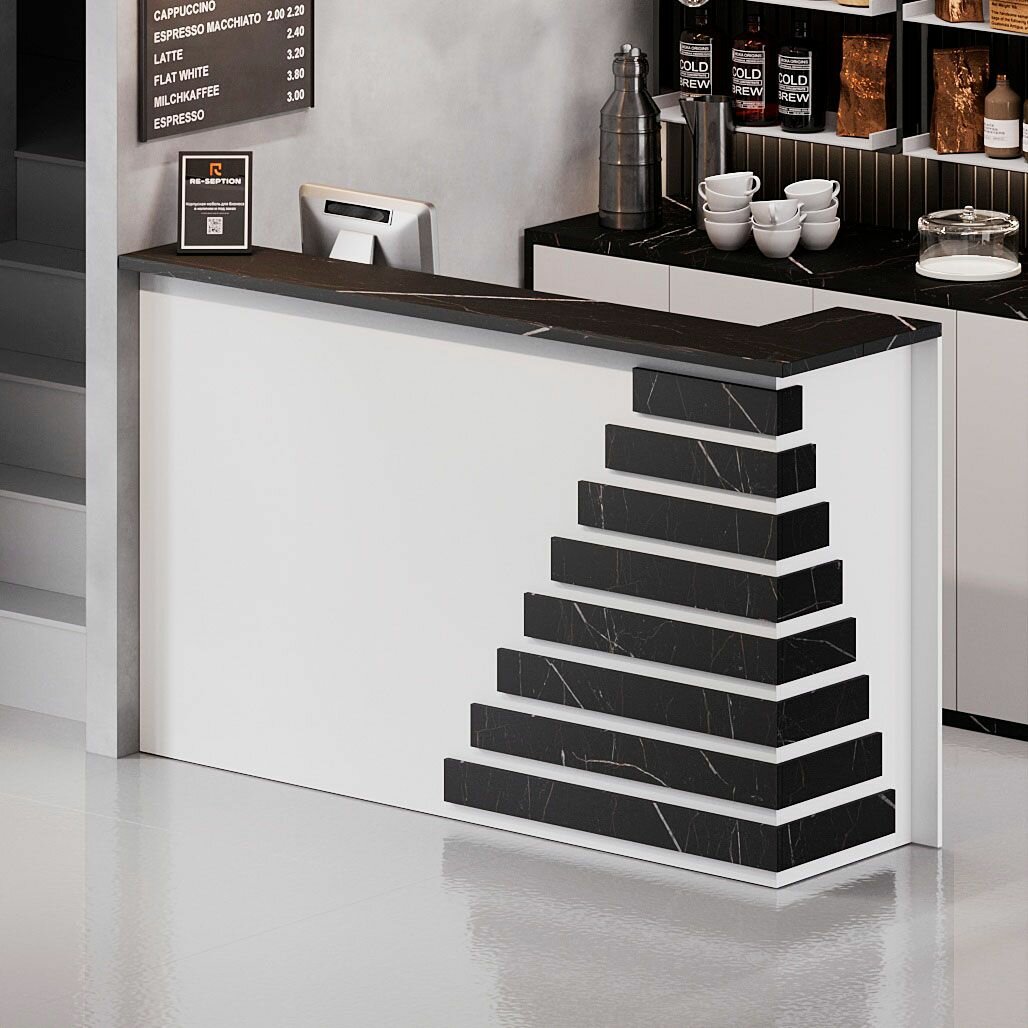 Барная стойка "Гикори" Белый / Файерстоун / 1800х600х1200, Без Подсветки