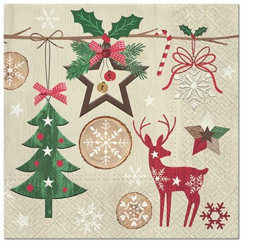 #SDL018300 Салфетка трехслойная для декупажа "Деревенское рождество" 33 x 33 см PAW Decor Collection 4 шт