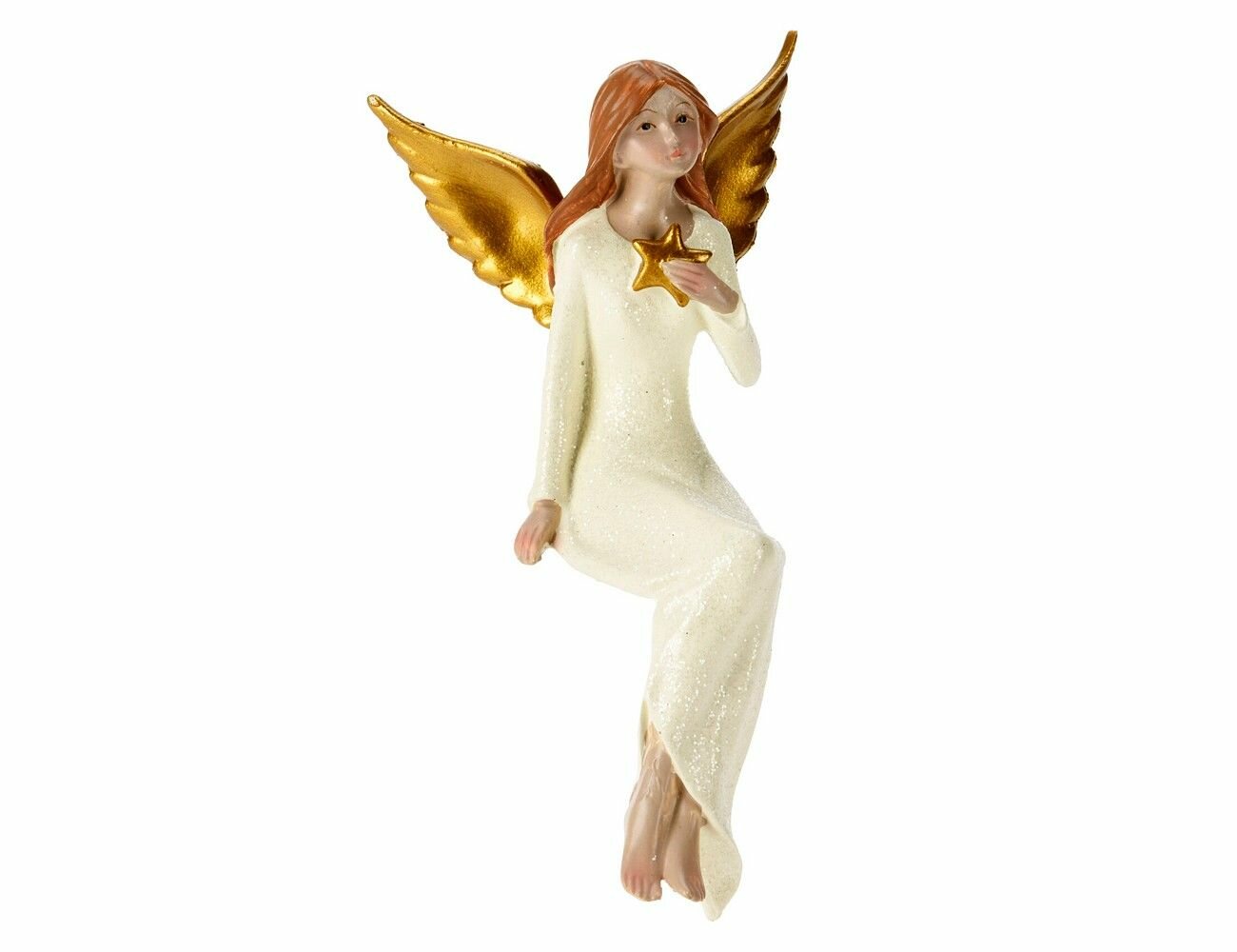 Статуэтка с золотыми крыльями, сидящая, полистоун, 16 см, в ассортименте, Koopman International