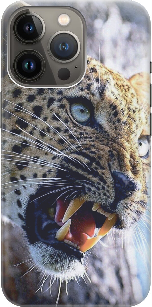 Силиконовый чехол на Apple iPhone 13 Pro Max / Эпл Айфон 13 Про Макс с рисунком "Лютый леопард"