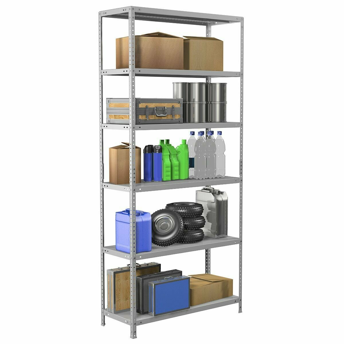 Стеллаж металлический СтМ-500Р 2500x1000x500/6 полок, составная стойка, компактная упаковка