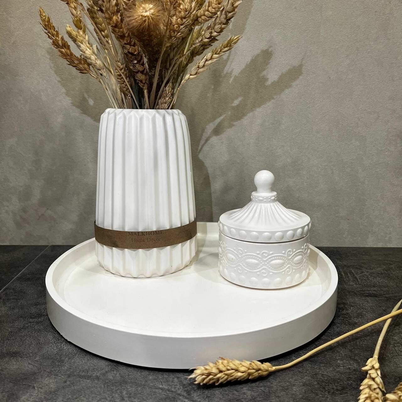 Ваза из гипса, интерьерный набор, подарочный набор, декор для дома, украшение для дома