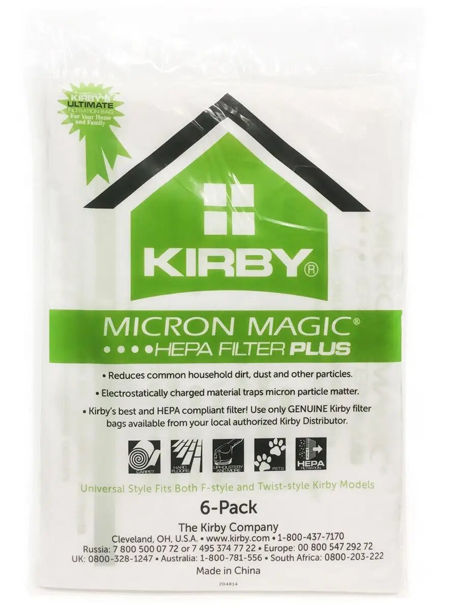 Мешки пылесборники Kirby Ultra, для пылесосов Kirby, HEPA 12, 6шт