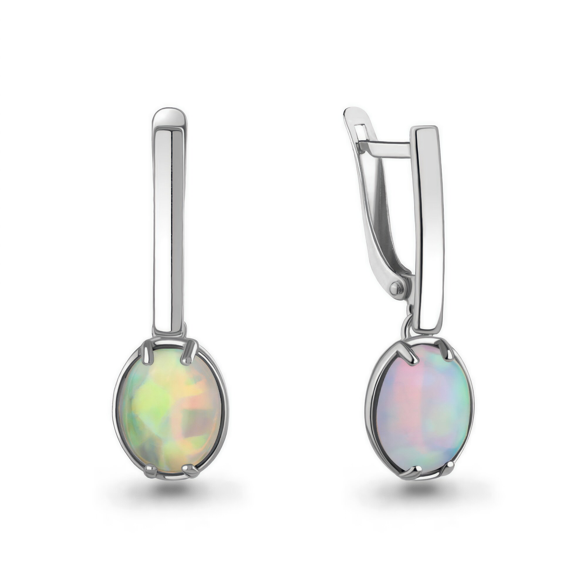 Серьги, серебро, 925 проба, родирование, опал