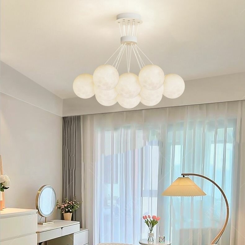 Дизайнерская креативная молочно-белая люстра из стеклянного шара 13 голов D60CM трехцветный свет