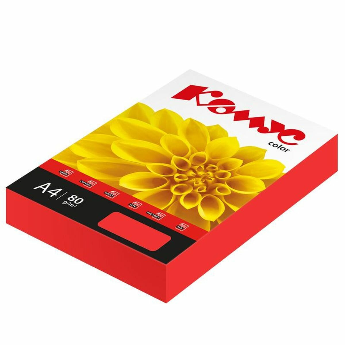 Бумага цветная А4 Комус Color, интенсив красный, 80 г/кв. м, 500 листов (619959)
