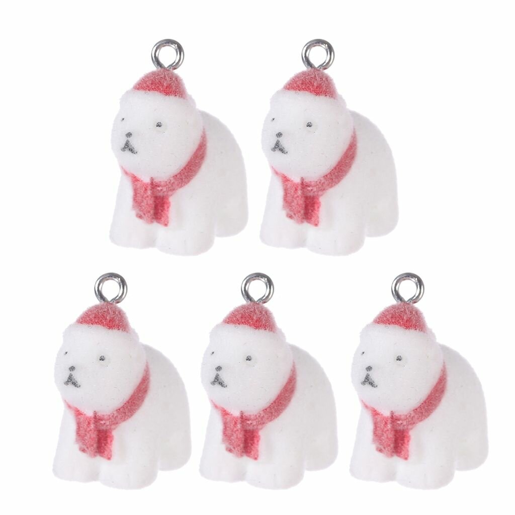 Универсальный флокированный кулон с полярным медведем, декоративные ожерелья, подвески, принадлежности для самостоятельного изготовления ювелирных изделий, мини украшения из смолы