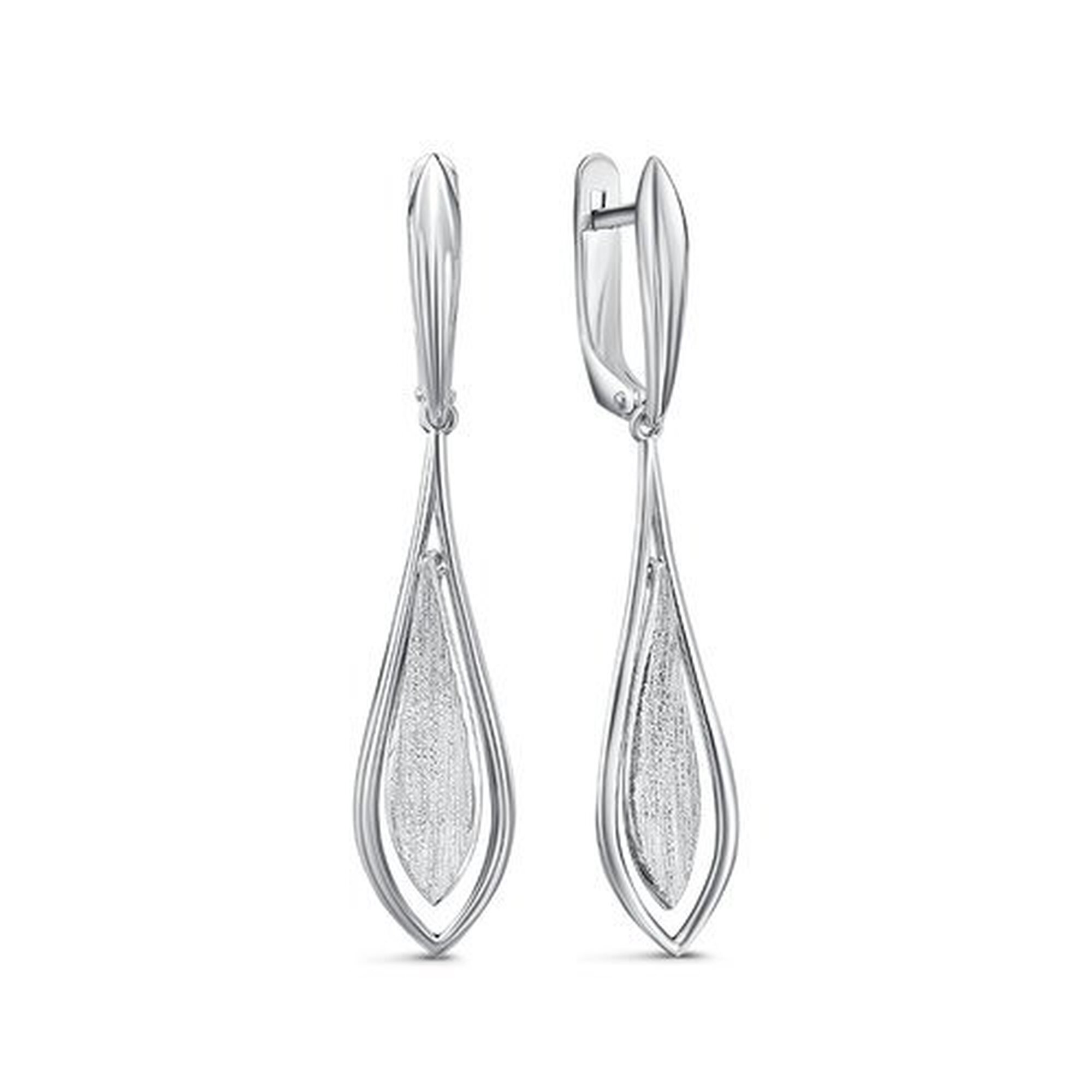 Серьги, серебро, 925 проба, родирование