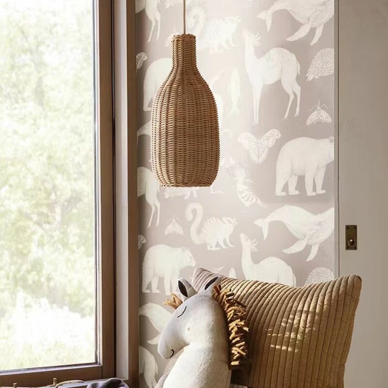 Подвесной Светильник для Столовой с Ручным Плетением из Ротанга E27 Лампа