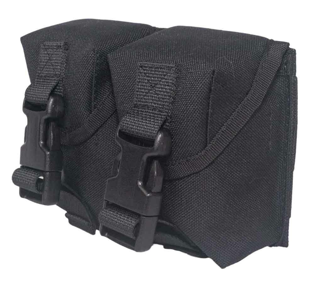 Подсумок под страйкбольную гранату Strike бесшумный двойной, черный кордура