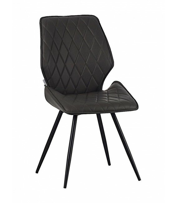 DC231 Стул мягкий поворотный 180, антрацит экокожа, каркас металл, черный круглый