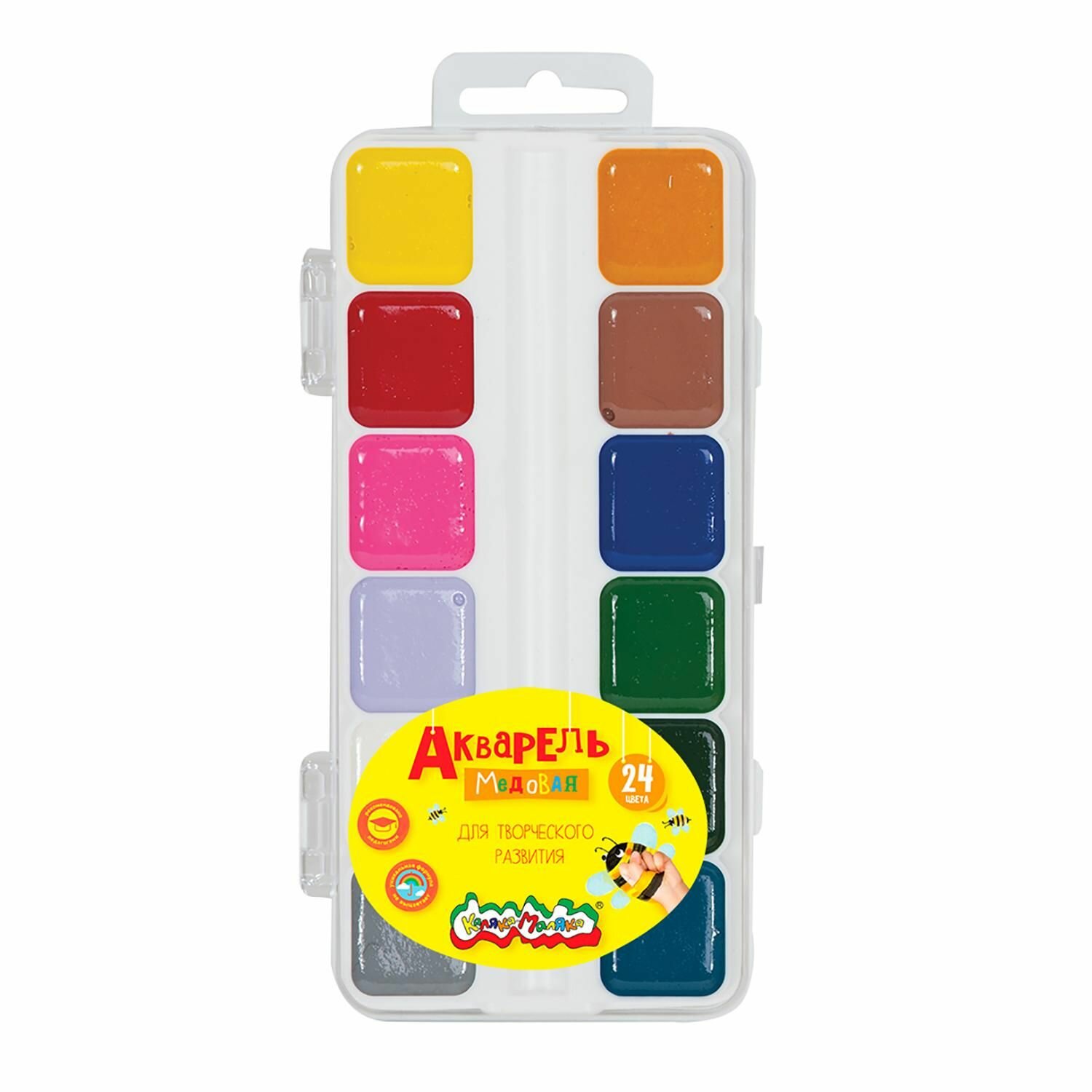 Акварель Каляка-Маляка квадратный кювет, 24 цвета, без кисти (АККМФ24)