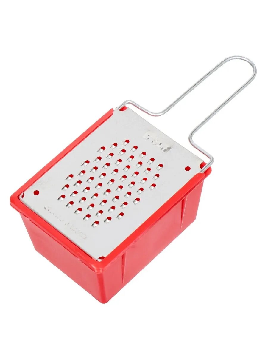 Терка TimA "Морковная", нержавеющая сталь, с контейнером, красная