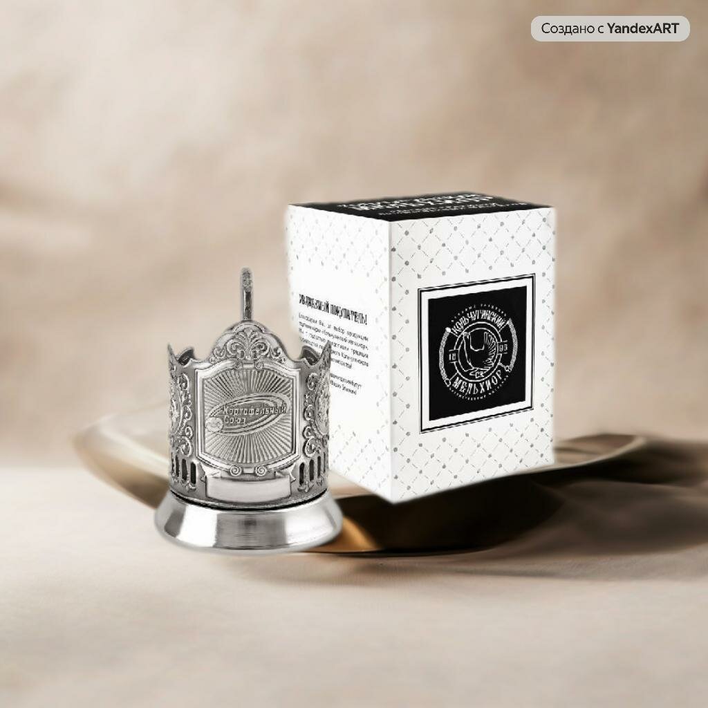 Подстаканник Кольчугинский мельхиор 'Картофельный союз' никелированный с чернением