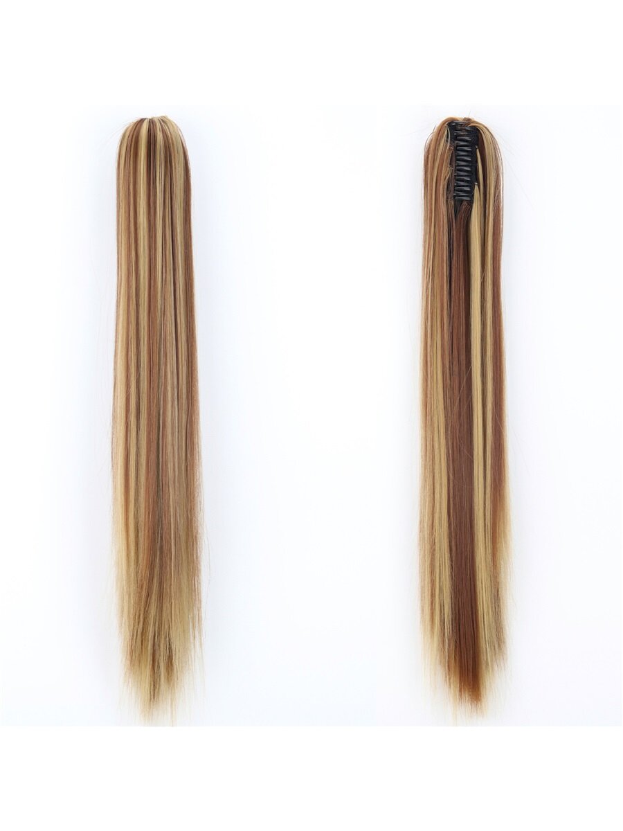 24-дюймовый прямой коготь в наращивании волос Конский хвост для женщин Черный коричневый синтетическое волокно Длинный хвост пони