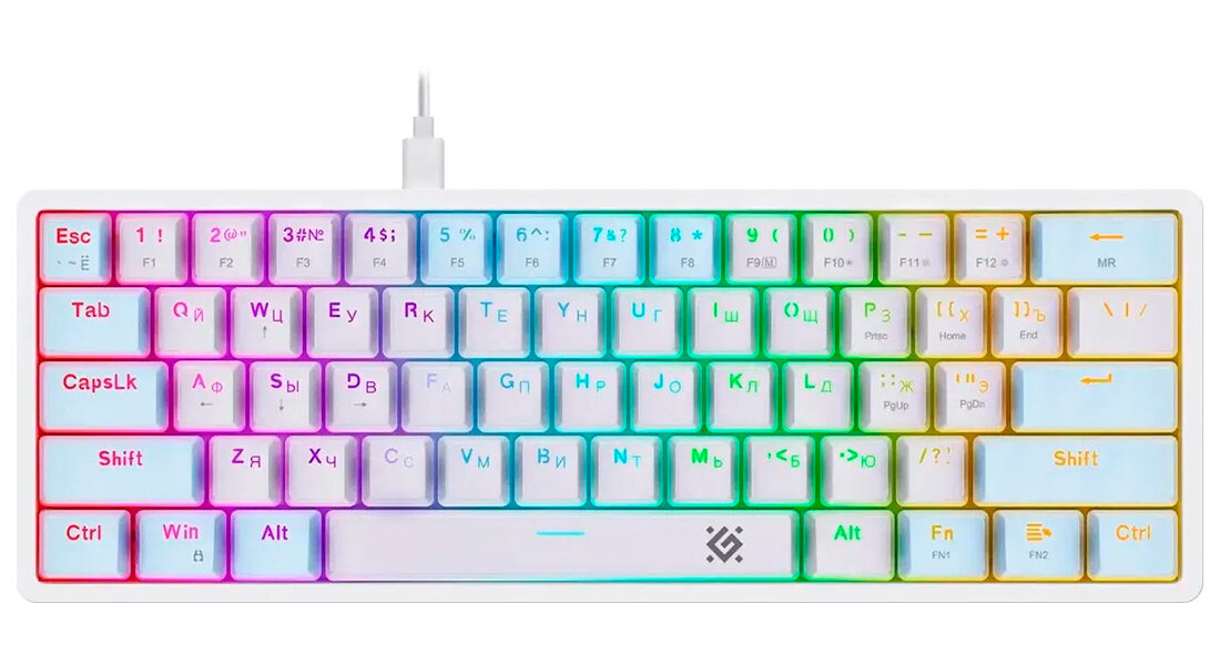 Механическая клавиатура Defender Amox GK-585 RU, радужный, белый/голубой