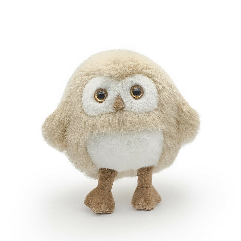 Owl plush toy kids stuffed animal cozy pillow for sweet dreams delightfull short fur, khaki
