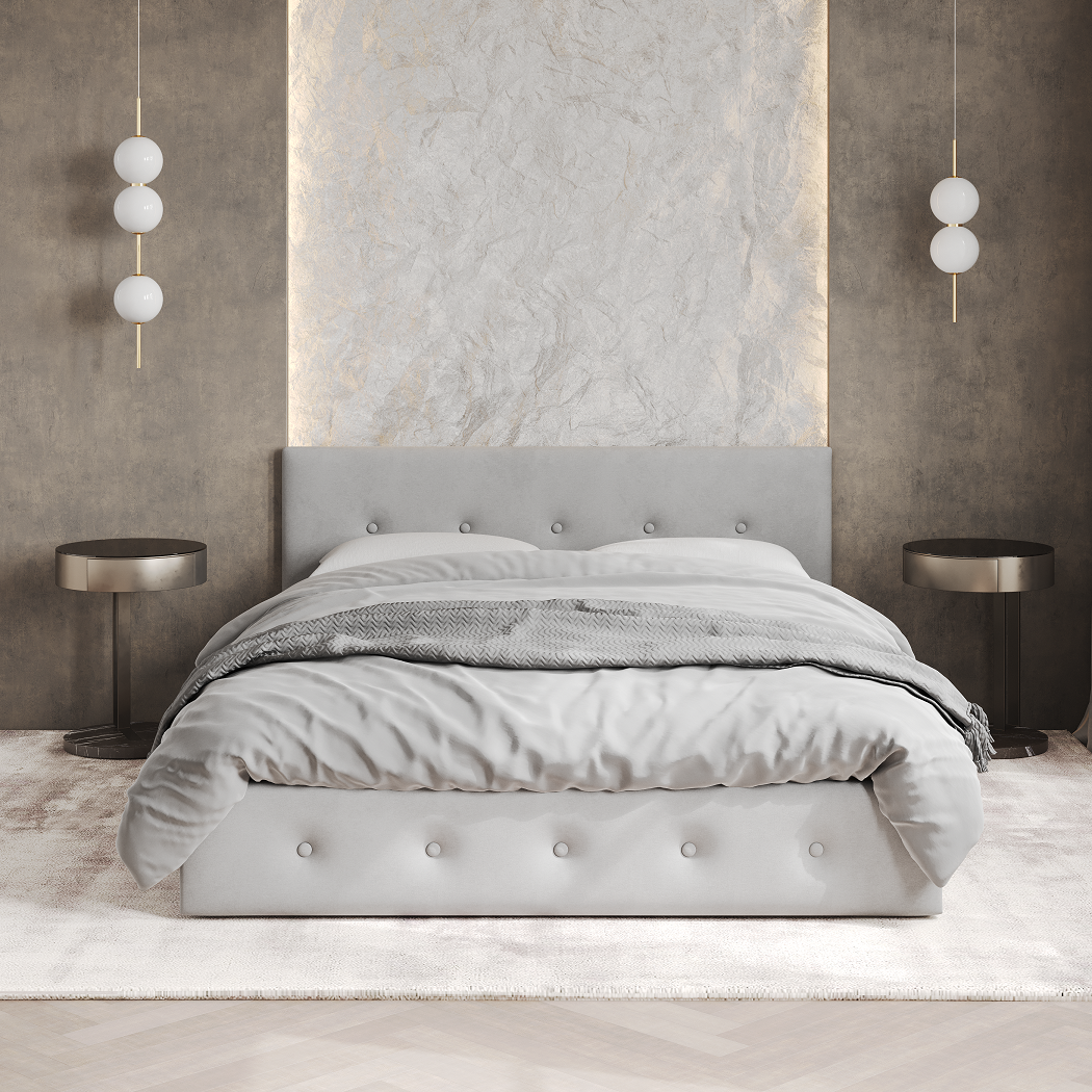 Кровать GALAXY Венера-10, двуспальная, 160х200см, ортопедическое осн, с подъёмным механизмом, светло-серый велюр (Ash)