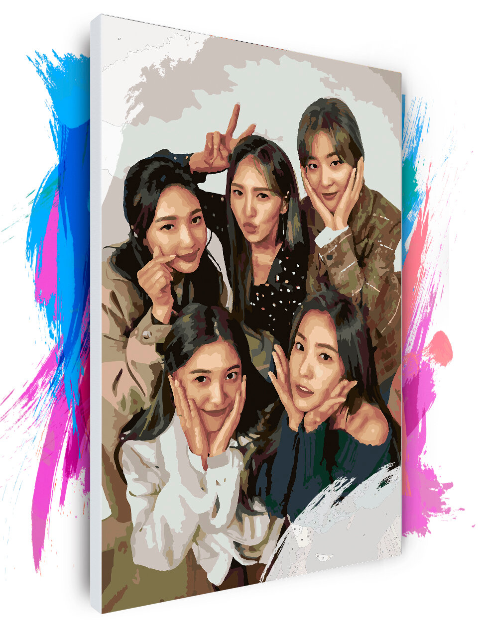 Картина по номерам на холсте Red Velvet - Впятером, 100 х 150 см
