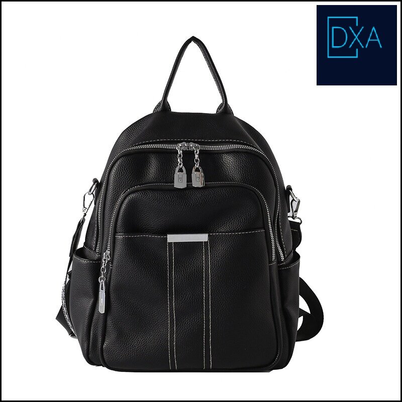 Рюкзак Zhen Li, искусственная кожа, трехмерный мешок, застежка-молния, черный