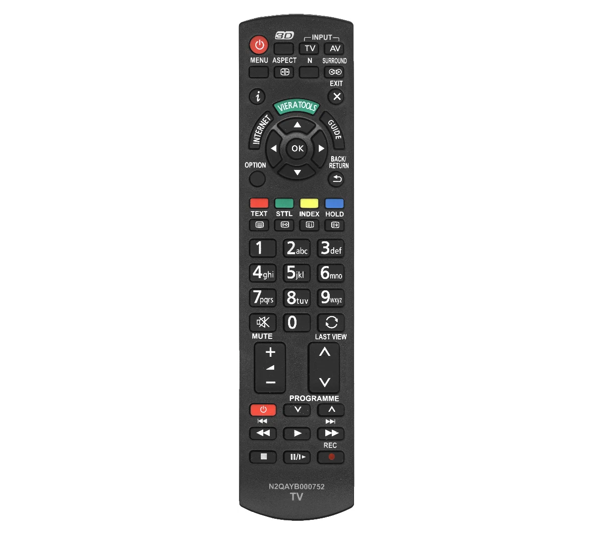 Пульт Huayu N2QAYB000752, для телевизора, Panasonic, цвет чёрный, ИК-сигнал