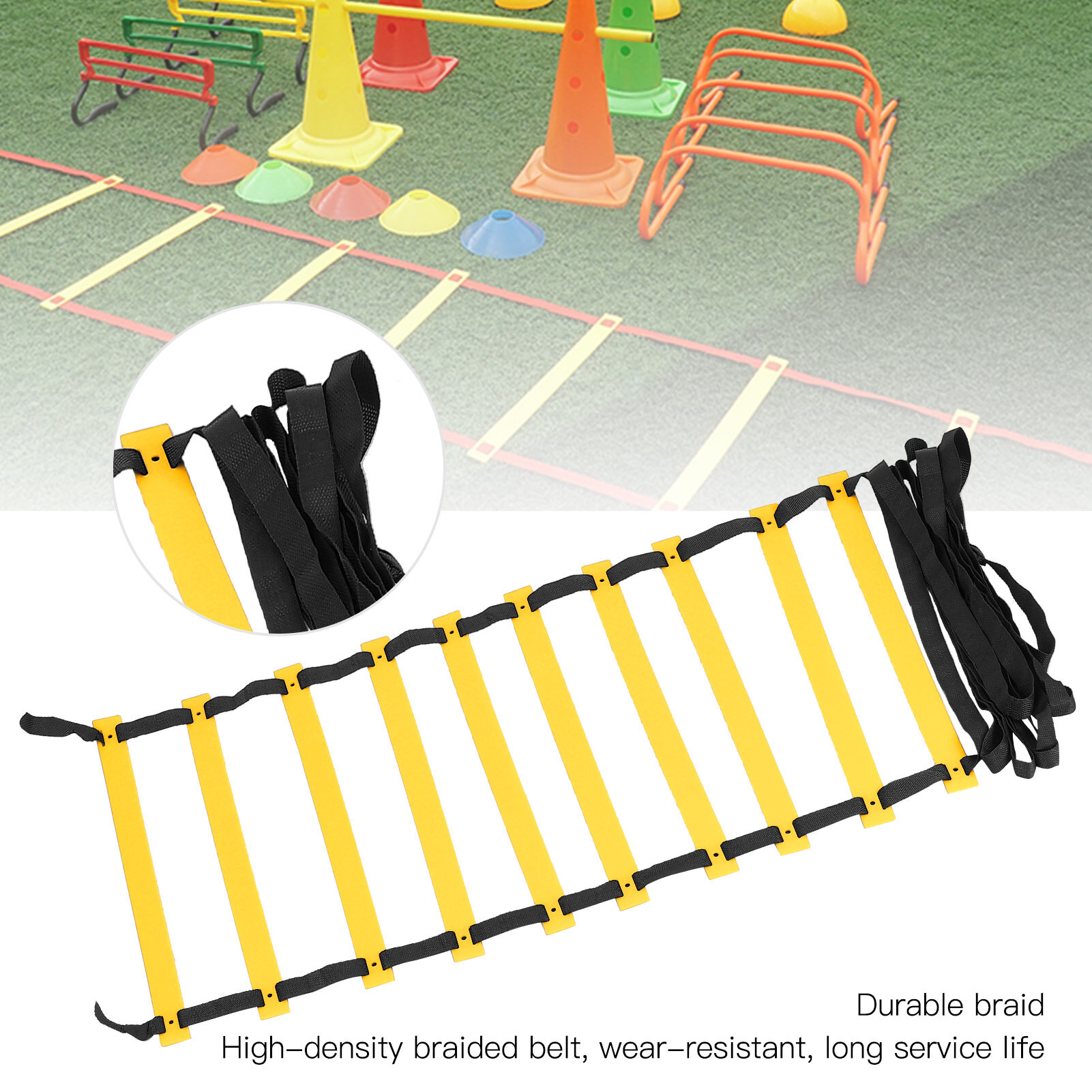 Полипропиленовая тренировочная скоростная лестница для тренировок на ловкость, лестница для ног для футбола, фитнес-аксессуар, черная веревка