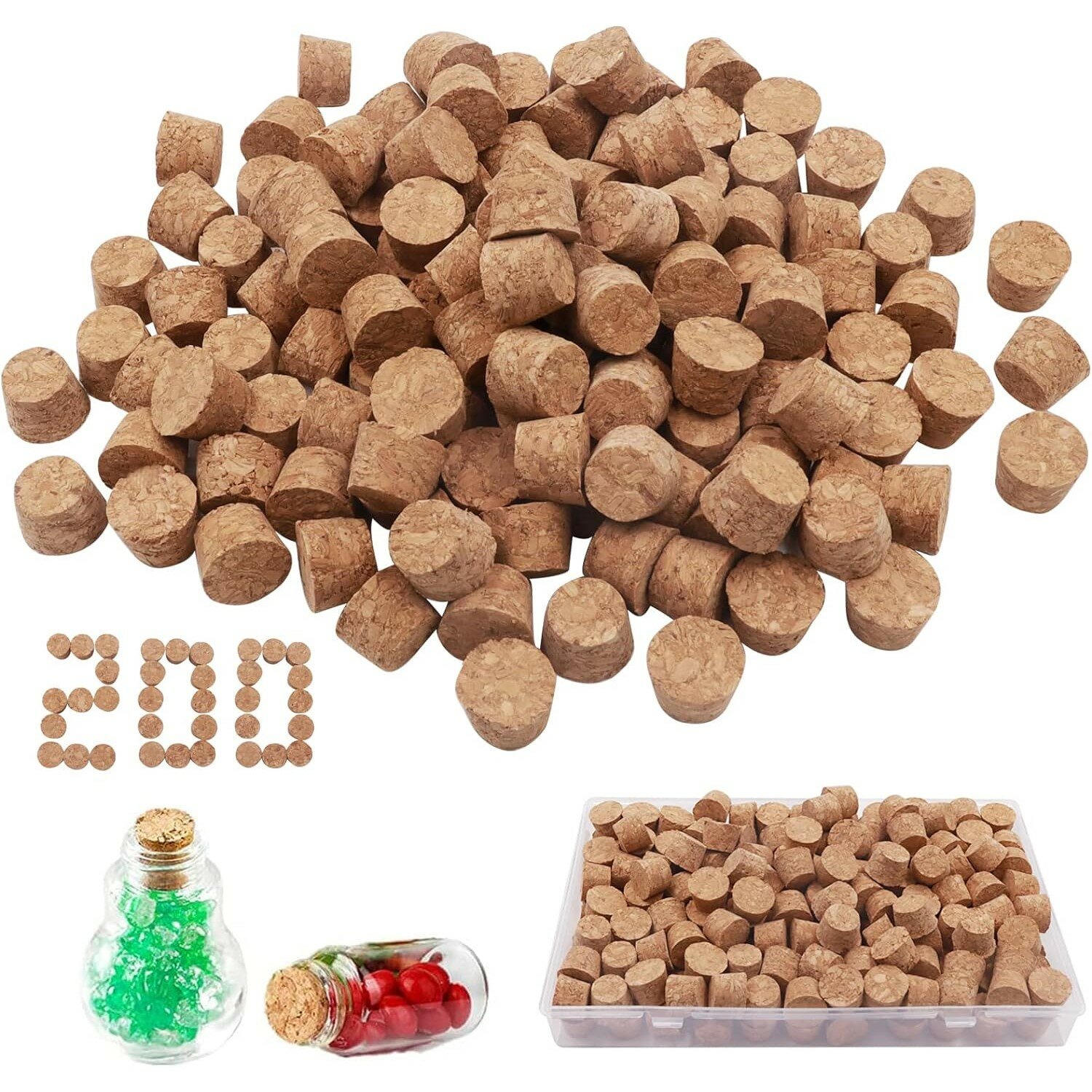 200шт коническая, 11 мм/0,43 дюйма заостренная пробковая пробка с пробиркой, флакон, украшение, пробка для лекарств