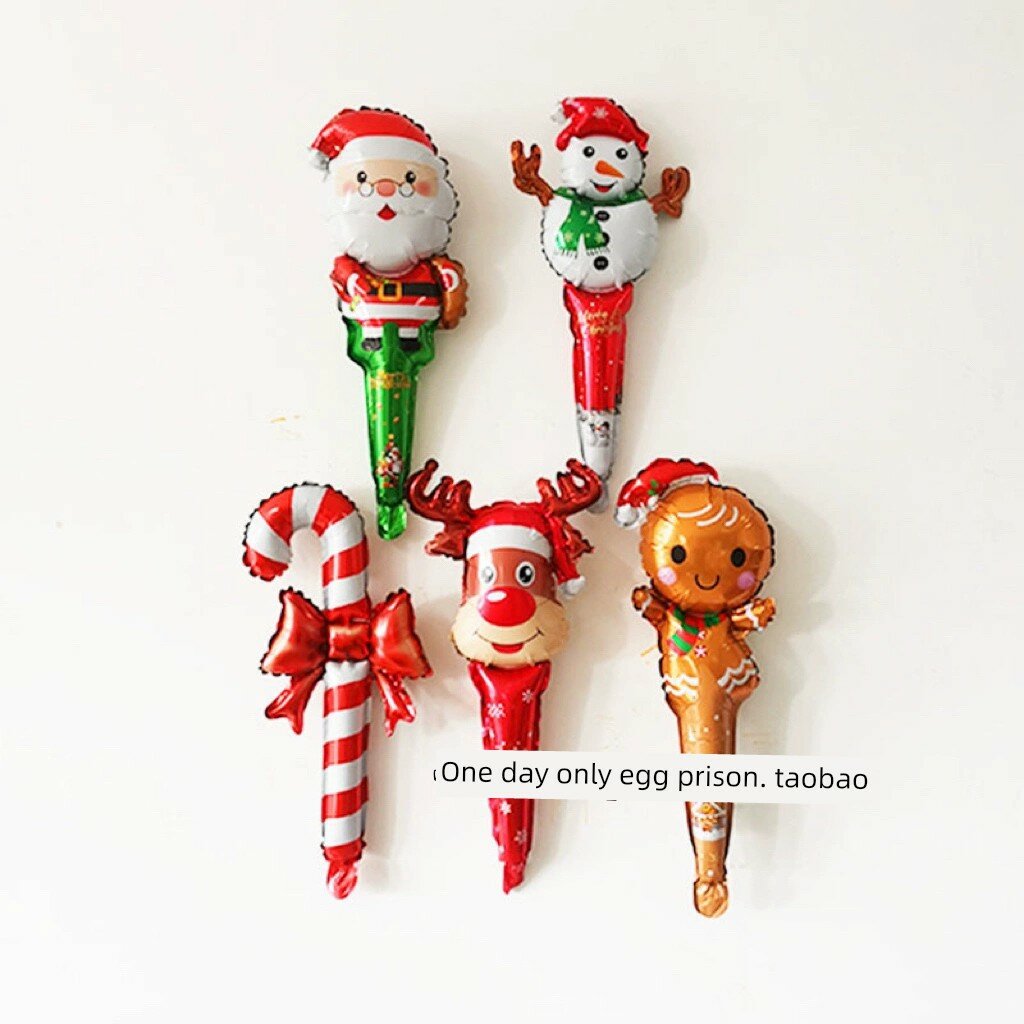 Рождественский воздушный шар из фольги на палочке: Дед Мороз, Снеговик, мультяшный персонаж, украшение для