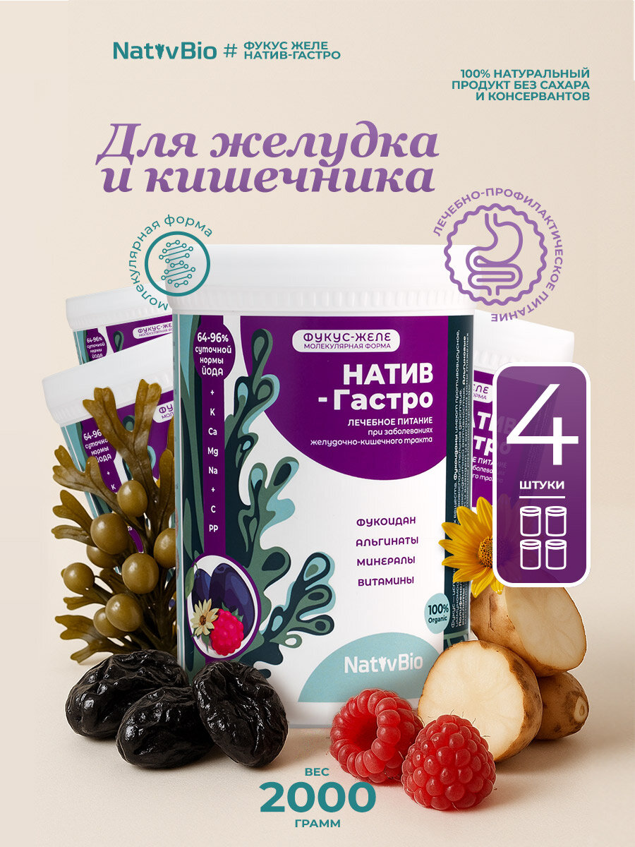 Для желудка и кишечника "Натив-Гастро" фукус-желе 4х500 г NativBio