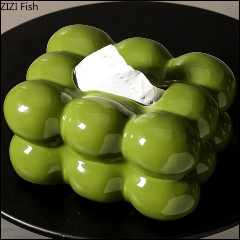 Керамическая коробка для салфеток "Green", съемная, с пузырьками, фарфор