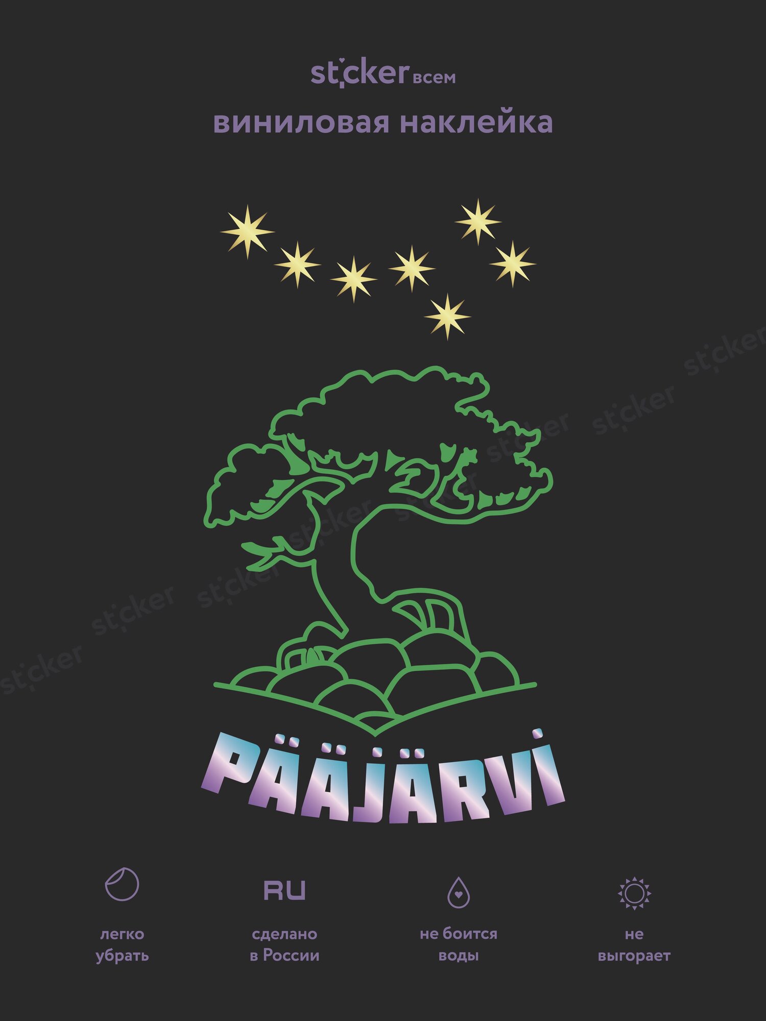 Наклейка "Пяозерский / Карелия / Республика Карелия / 10 регион" 18х11 см цветная