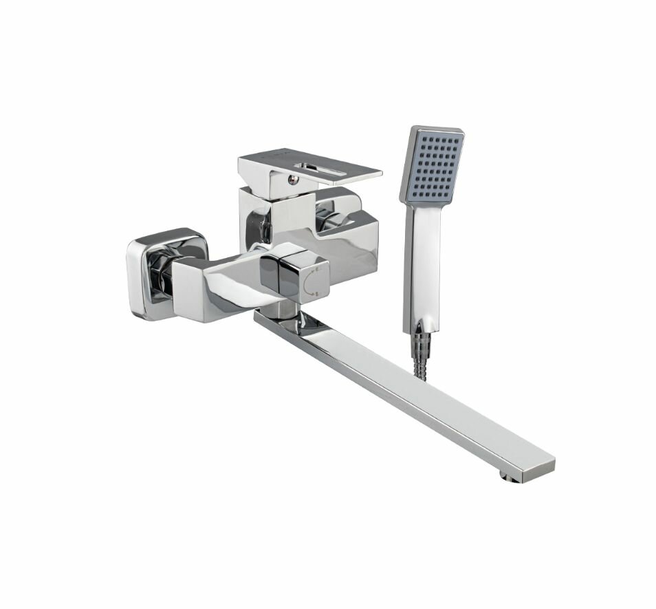 Смеситель для ванны с длинным плоским изливом, цвет хром