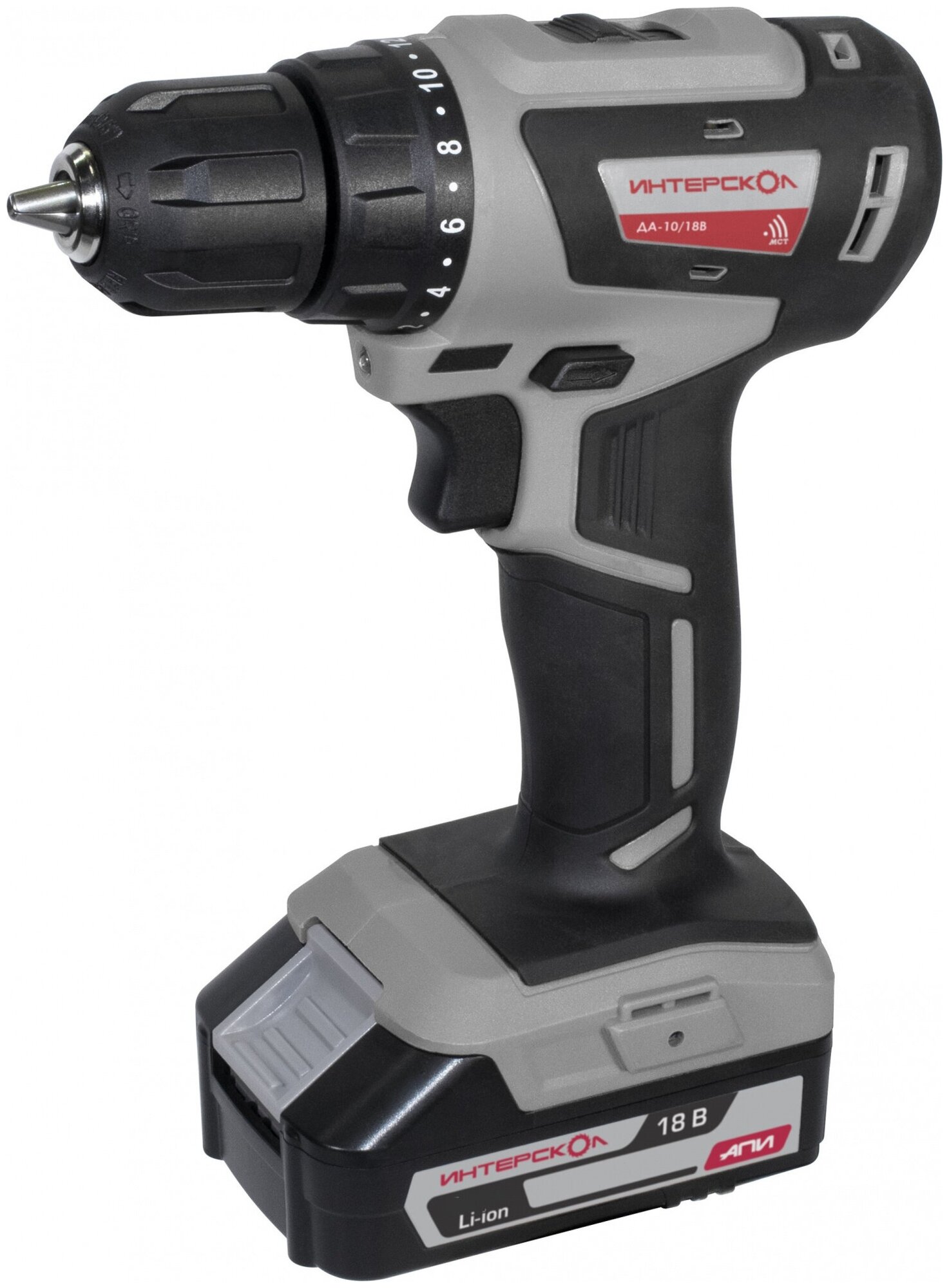 Дрель-шуруповерт Интерскол ДА-10/18В (709.1.2.70), 2АКБ, ЗУ, кейс в комплекте